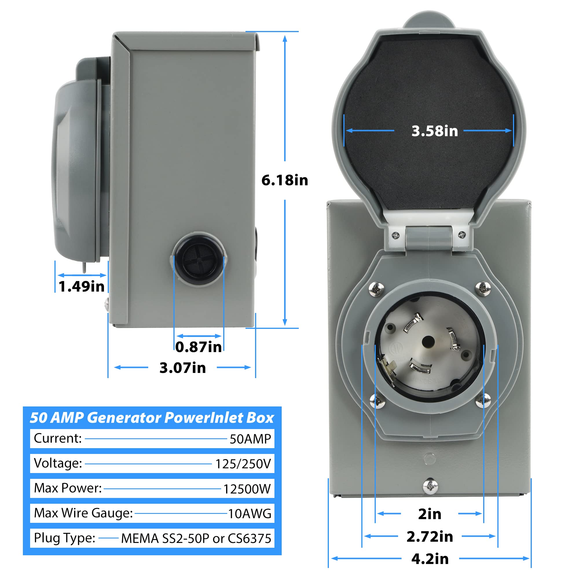 Snapklik.com : Hynade 12500W 50A Generator Transfer Switch