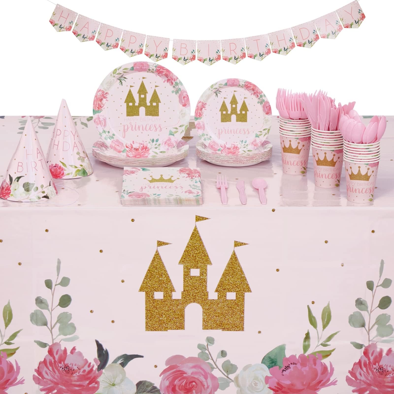 Amazon.com: Dydamud Princess Castle Birthday Party Decoration, Once ...