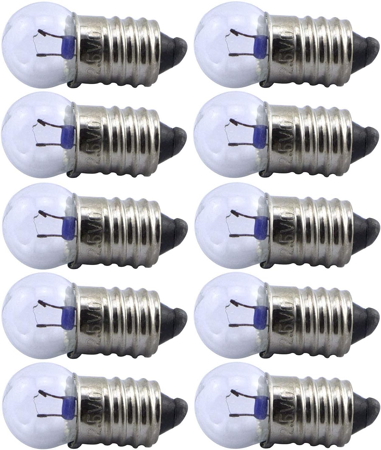 MEETOOT 10pcs E10 Mini Light Bulbs 2.5V 0.3A Physical Electrical ...