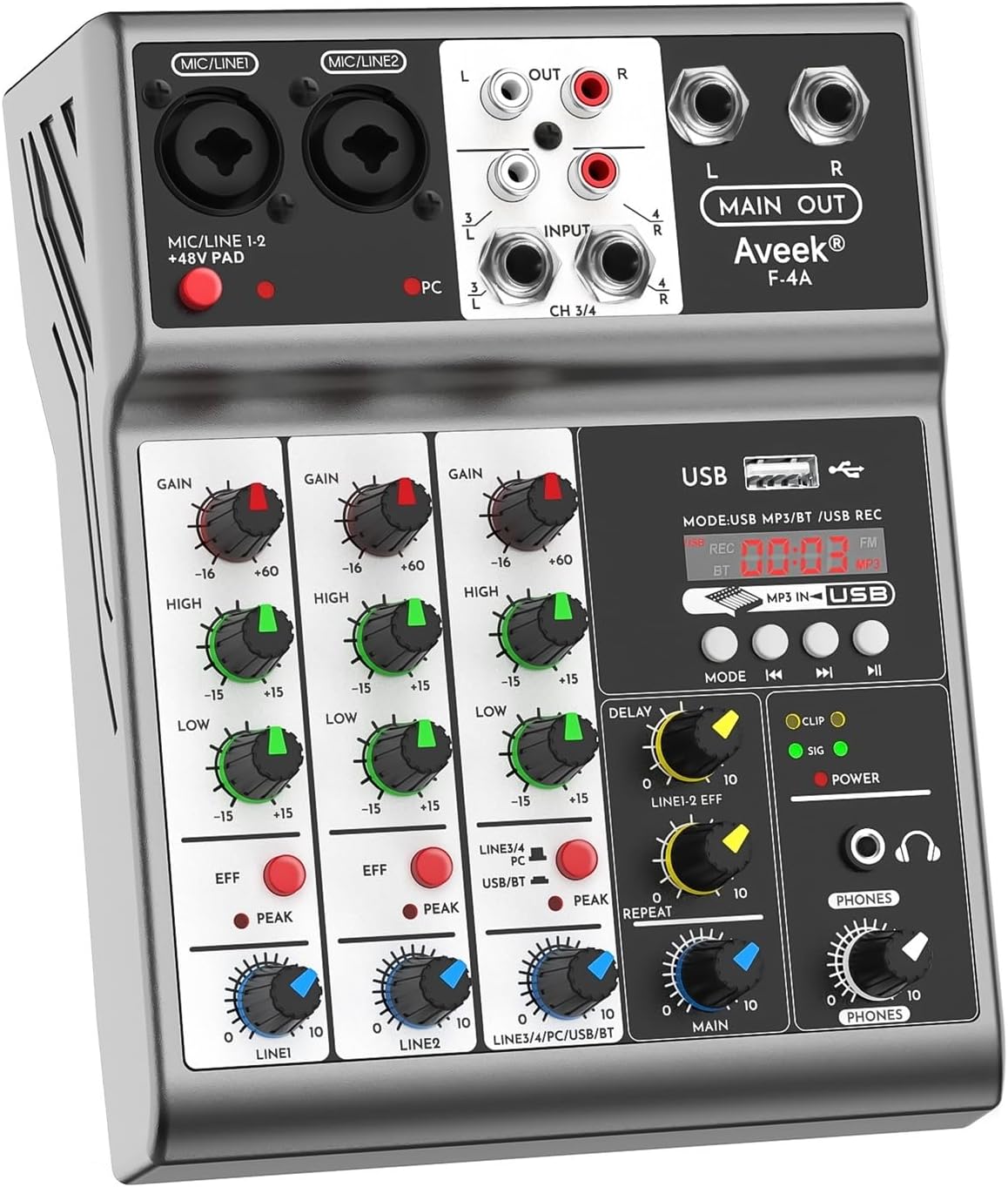 AUBEST Table de Mixage DJ, Mixeur Professionnel, Console de mixage avec ...