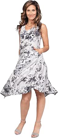Sympli Sleeveless Slant Pocket Dress-Splash Print (Splash Print, 6) at ...