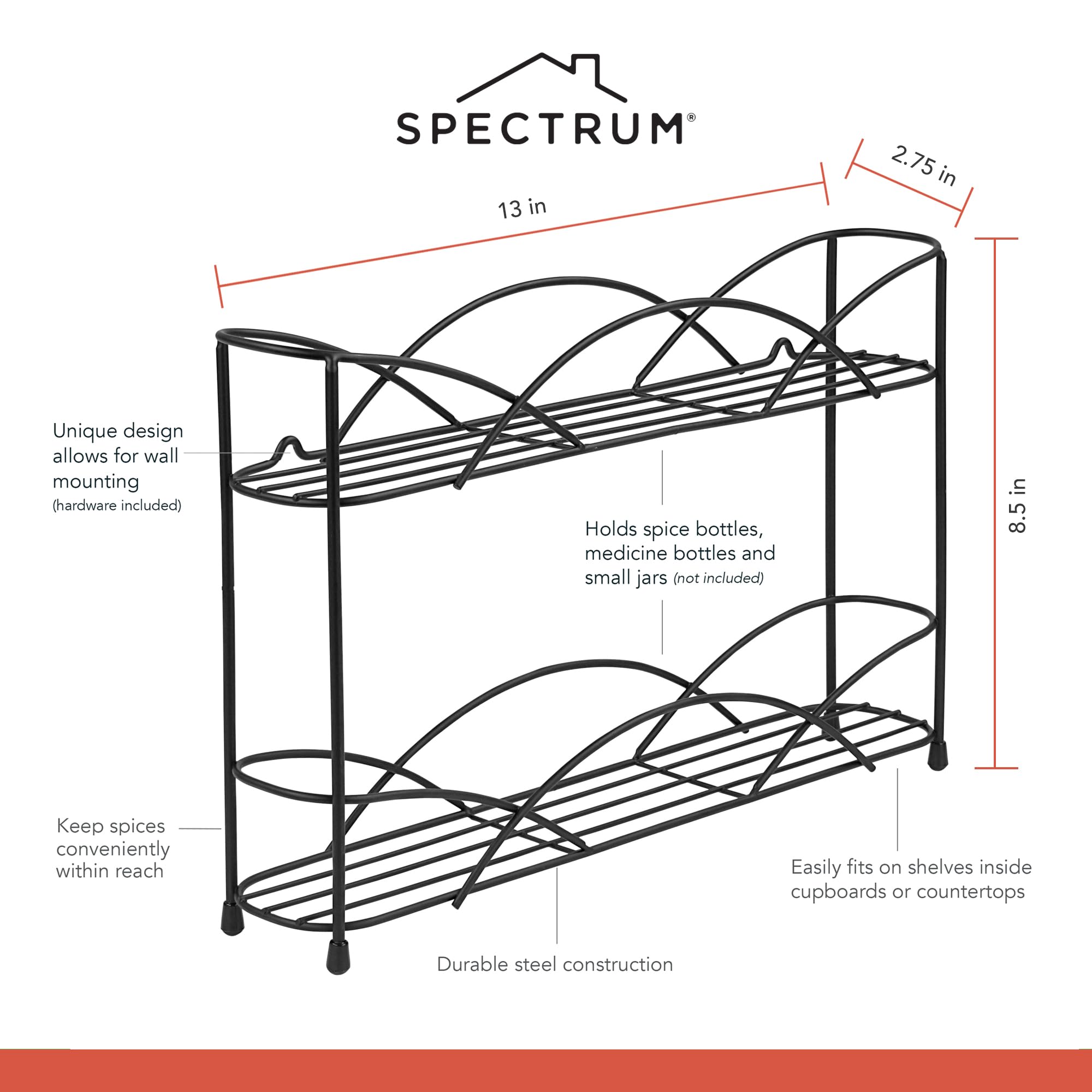Snapklik.com : Spectrum Spice Rack Organizer For Countertop, 2 Tier ...