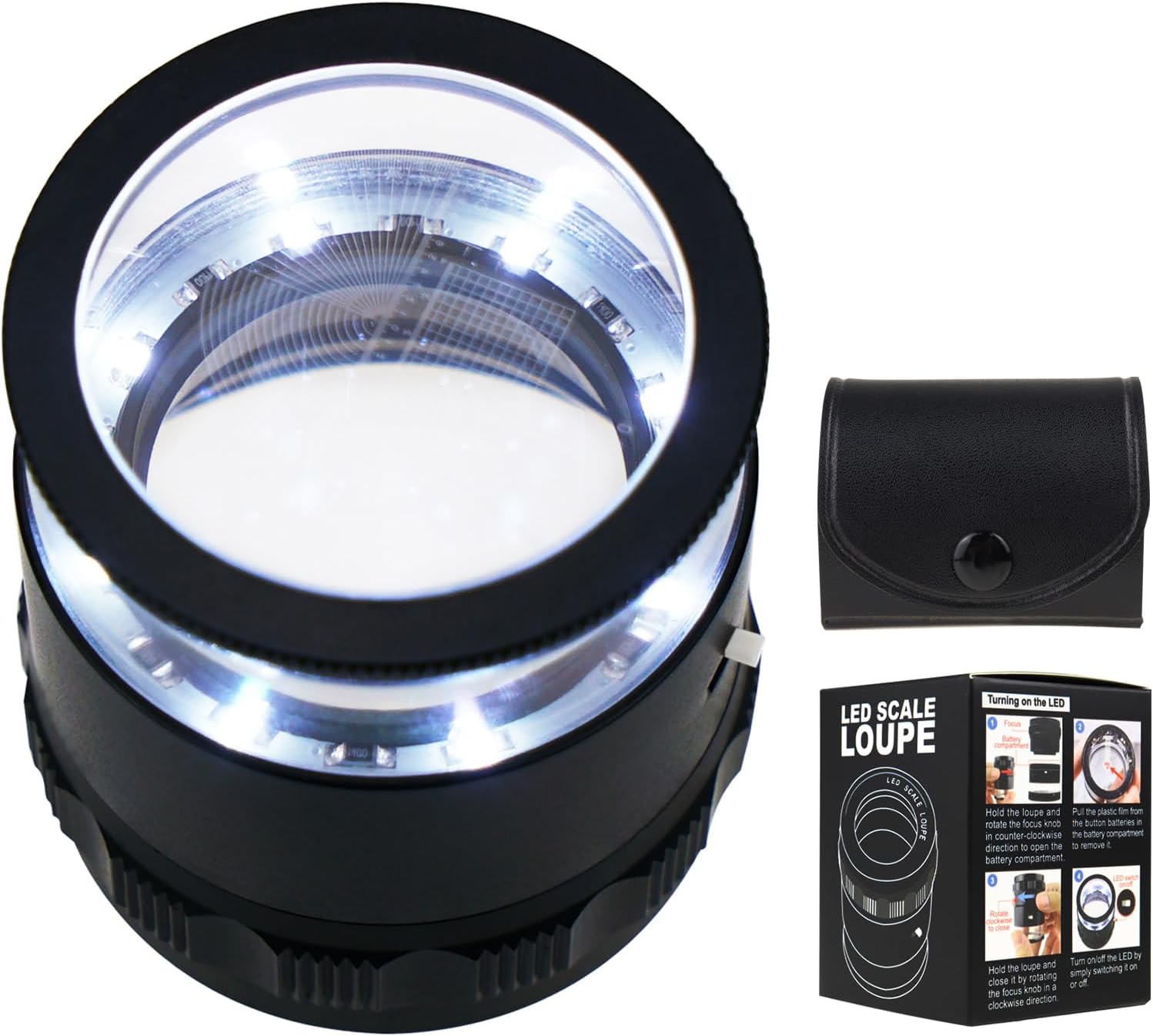 VIVOSUN Lupa recargable 30X con luz LED blanca y luz UV, lupa portátil ...