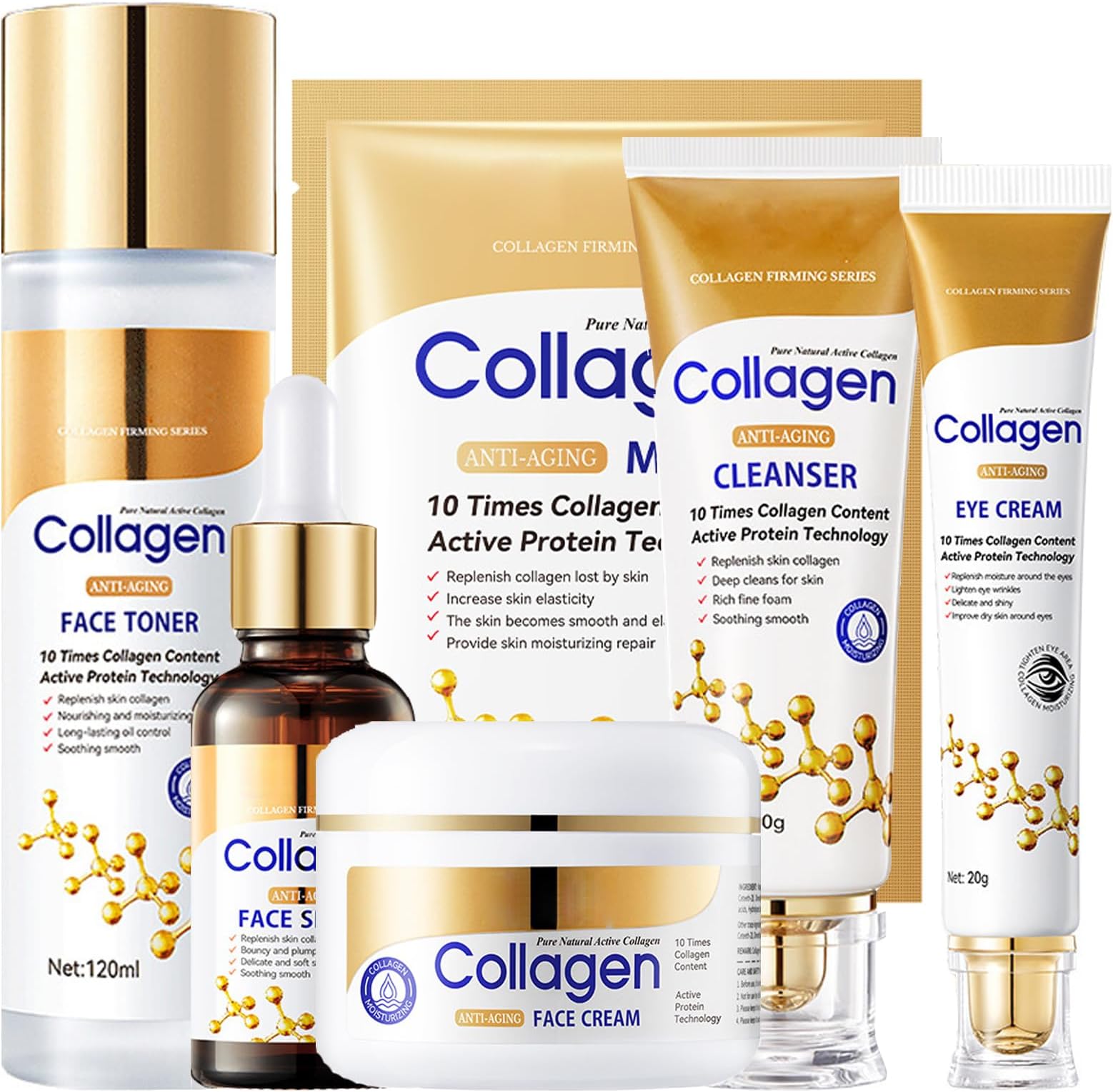Amazon.com: Collagen Skin Care Set, 6Pcs Anti Aging Face Care Sets for ...