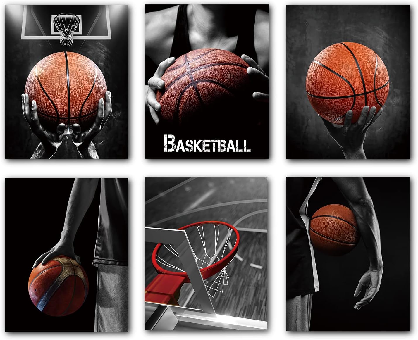 Amazon.com: liflikwall Basketball art prints, set of 6 (8 X 10 in ...