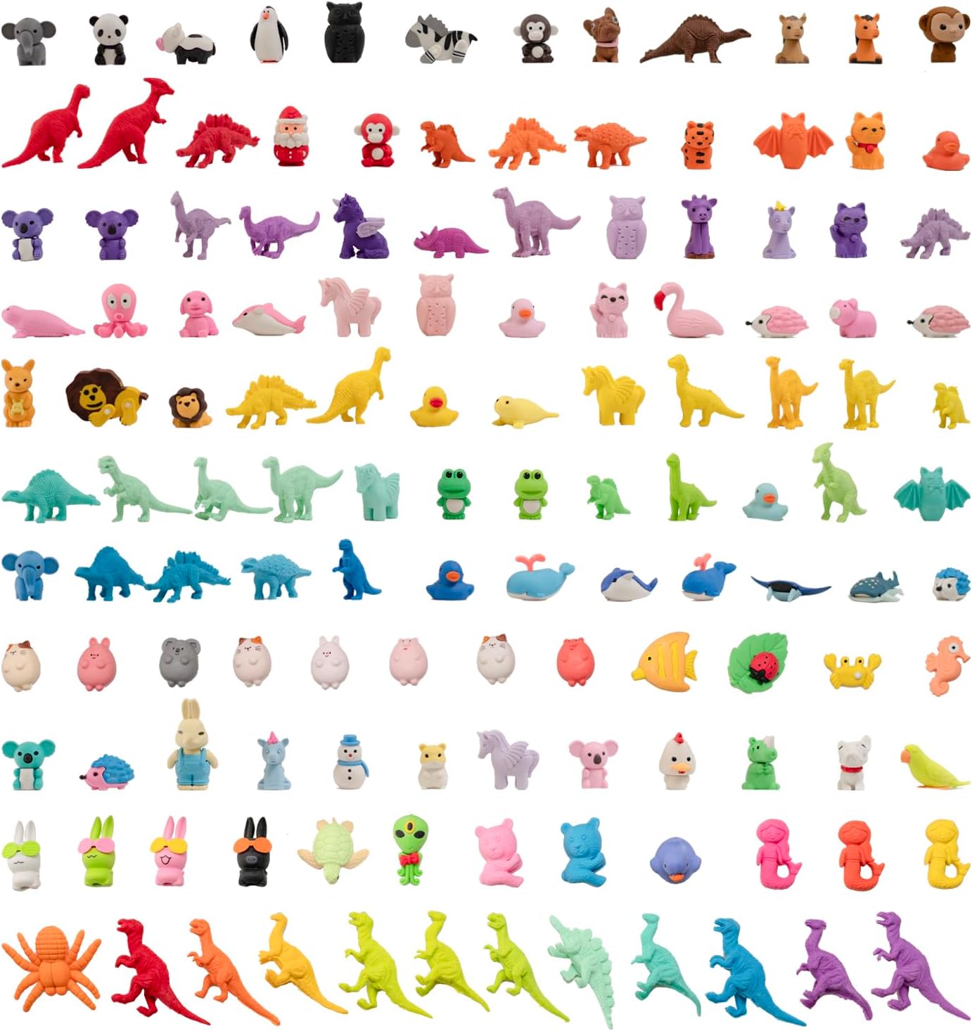 Amazon.com: CLOCK KING 132Pcs 3D Animal Erasers for Kids, All are ...