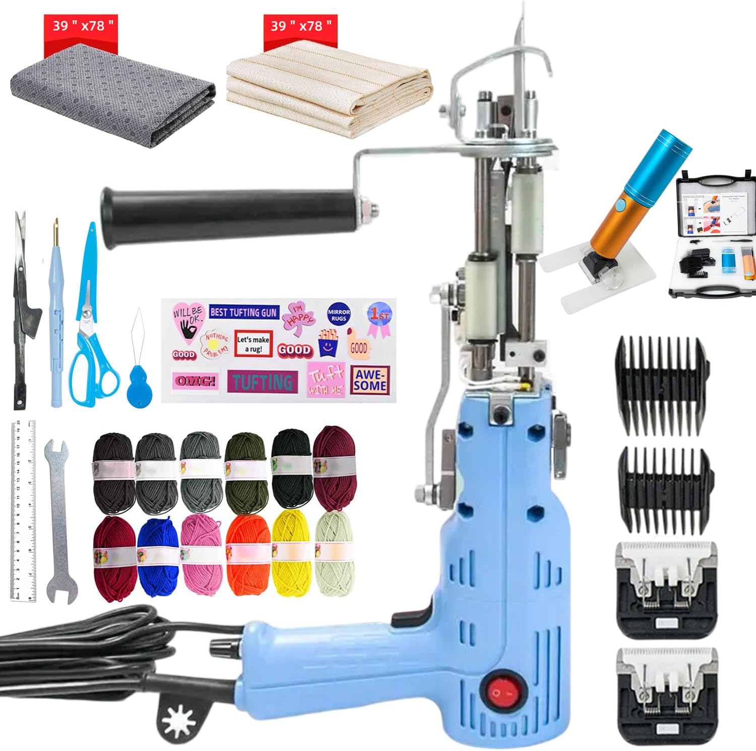 flatpincololee 200W Upgraded Tufting Gun 2 in 1 Loop Pile/Cut Pile ...