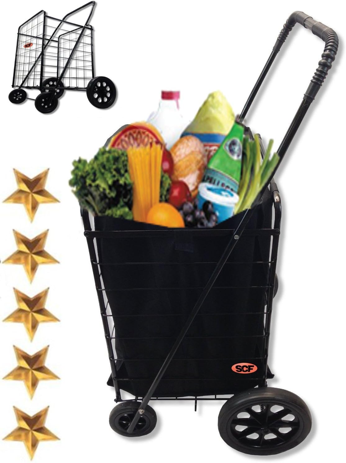 Amazon.com: Extra Large Heavy-Duty Black Folding Utility Cart Folds Up ...
