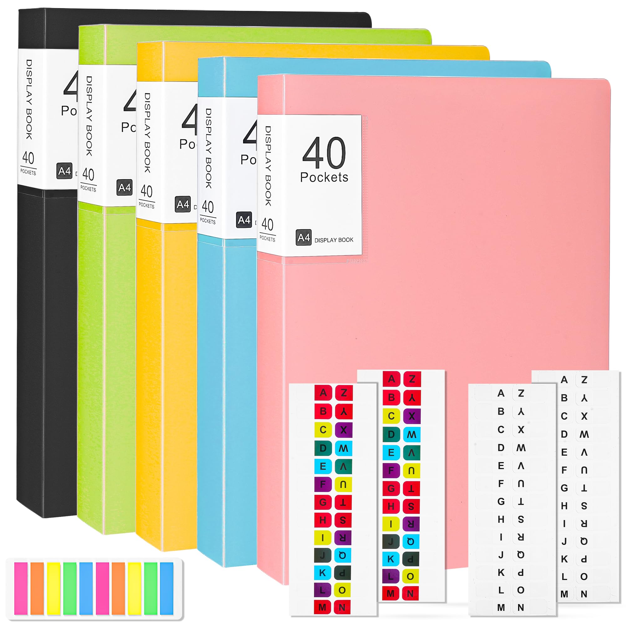 【Upgraded】 A4 Display Folder,5 Pack 40 Pockets A4 Display Book with ...