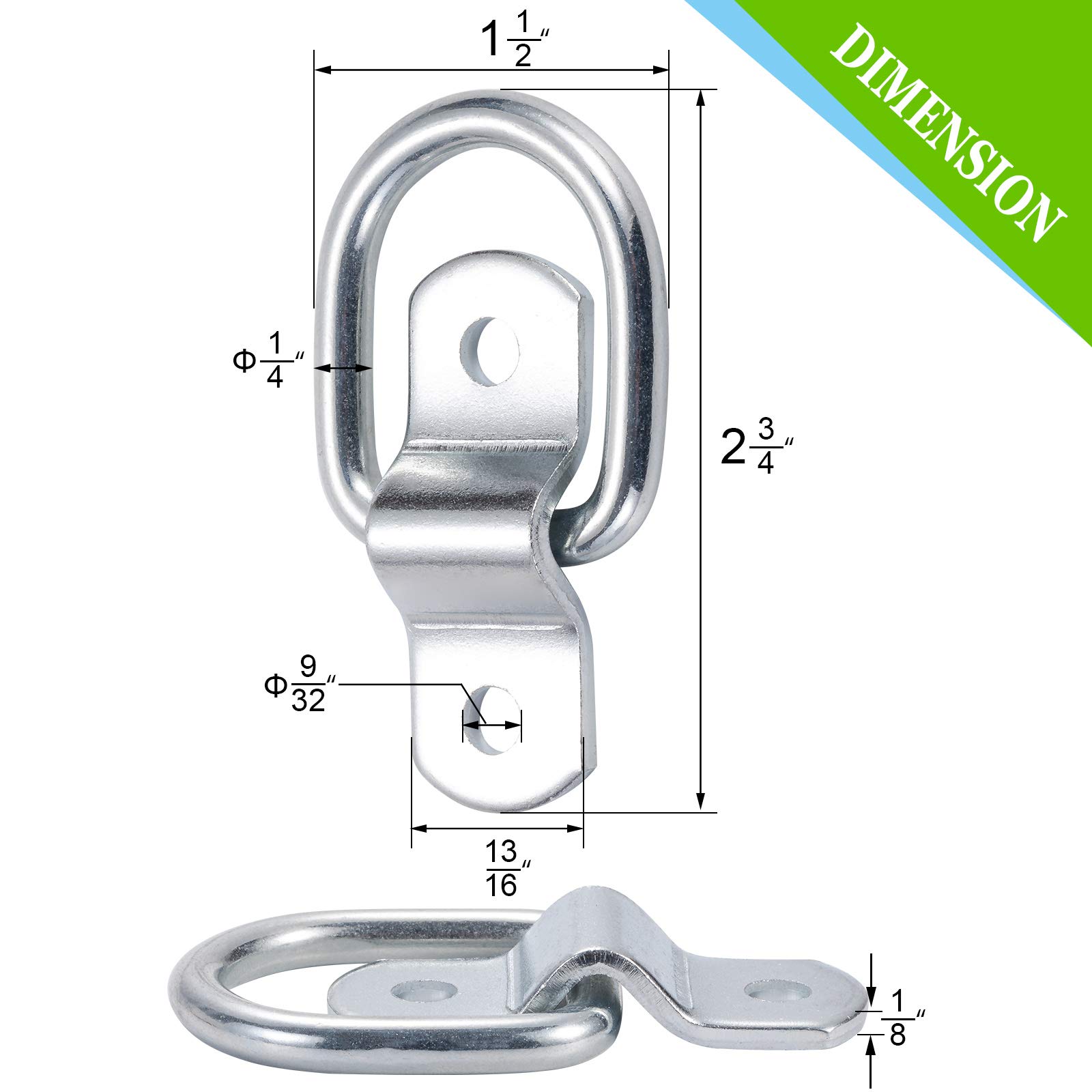 Snapklik.com : CZC AUTO 6 Pack D Ring Tie Down Anchors 1/4" Heavy Duty ...