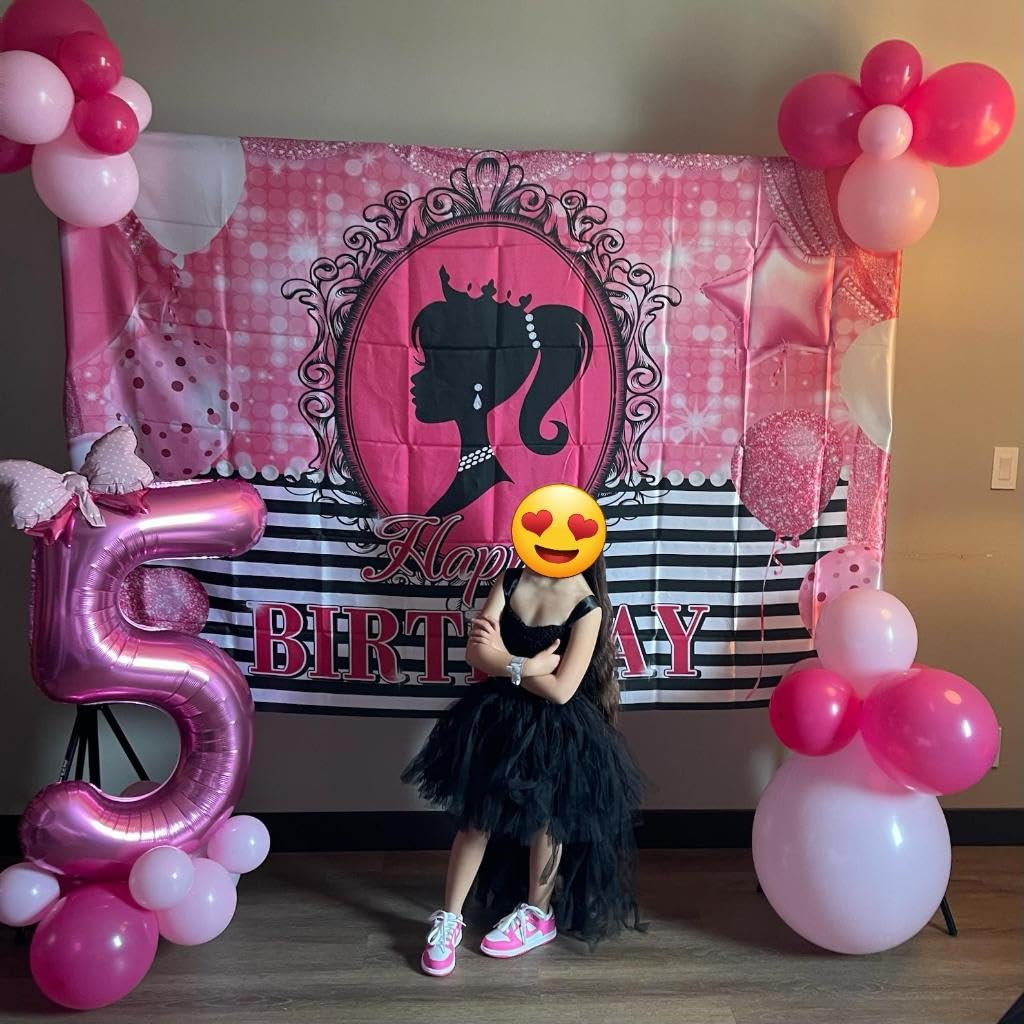Amazon.com : CINRAY Princess Birthday Backdrop 7x5FT Pink Princess ...