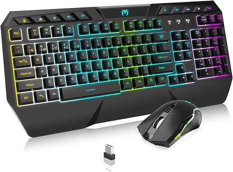 Amazon.com: Wireless Gaming Keyboard and Mouse Combo - RGB Backlit ...