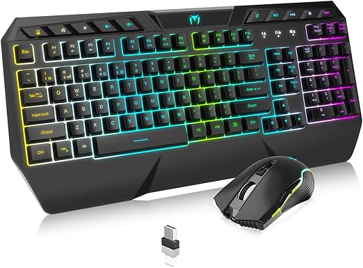Amazon.com: Wireless Gaming Keyboard and Mouse Combo - RGB Backlit ...