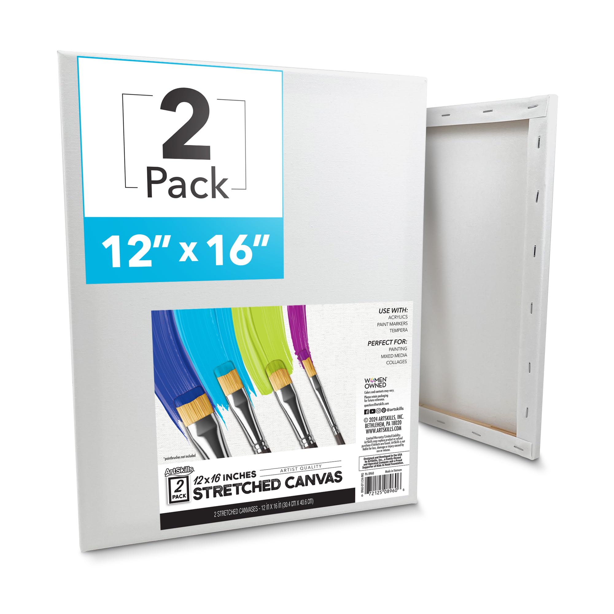 Amazon.com: ArtSkills Stretched Canvases for Painting, 12x16 Canvas ...
