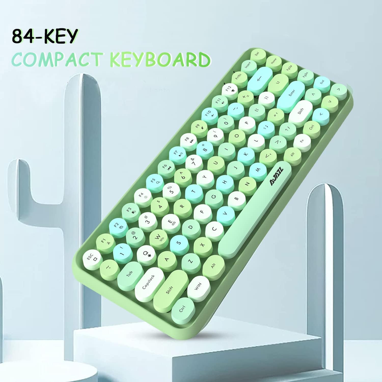 Wireless Bluetooth keyboard, Cute Mini 84-key Compact Keyboard, 2.4GHz ...