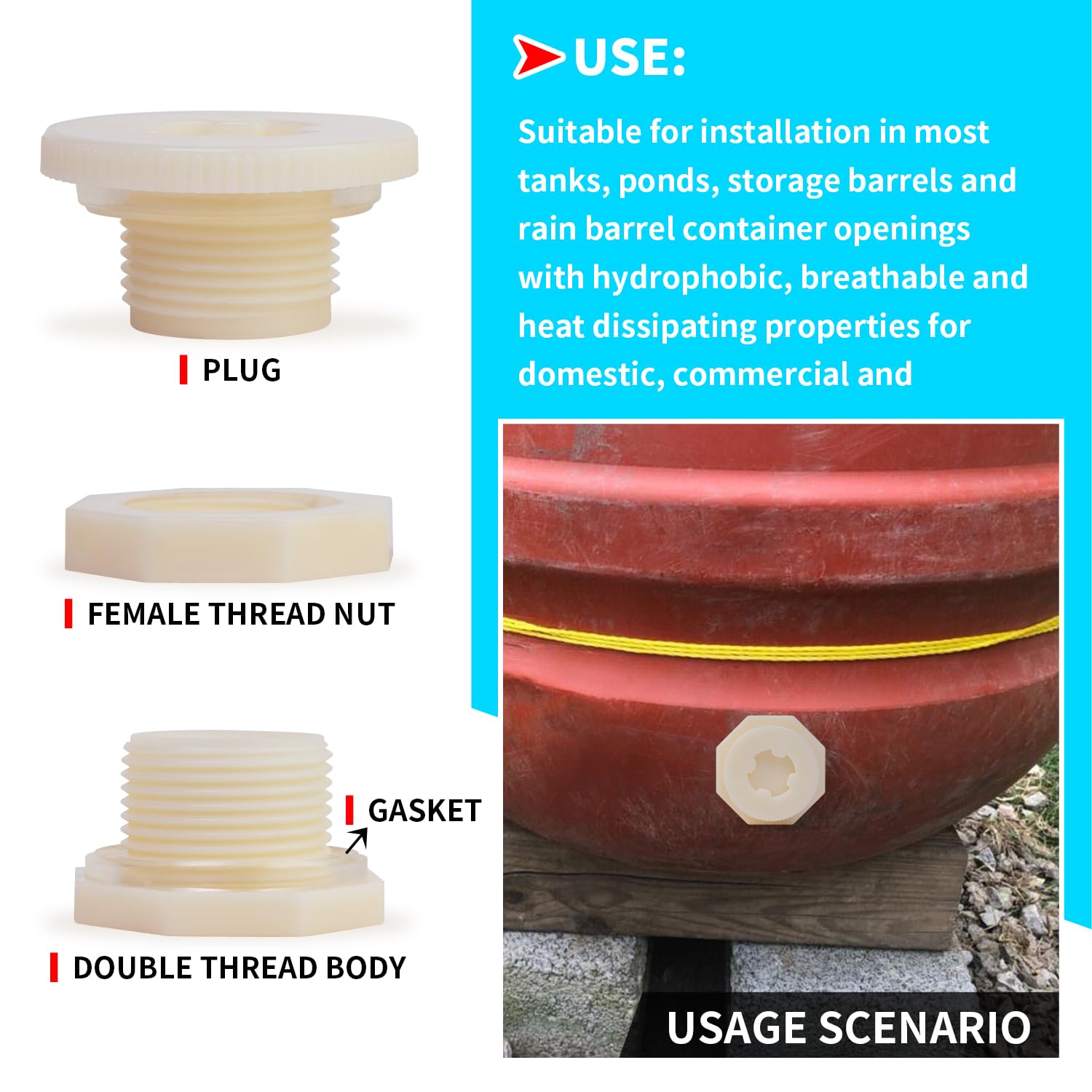 Snapklik.com : ChillWaves ABS Bulkhead Fitting 1/2" Double Thread ...