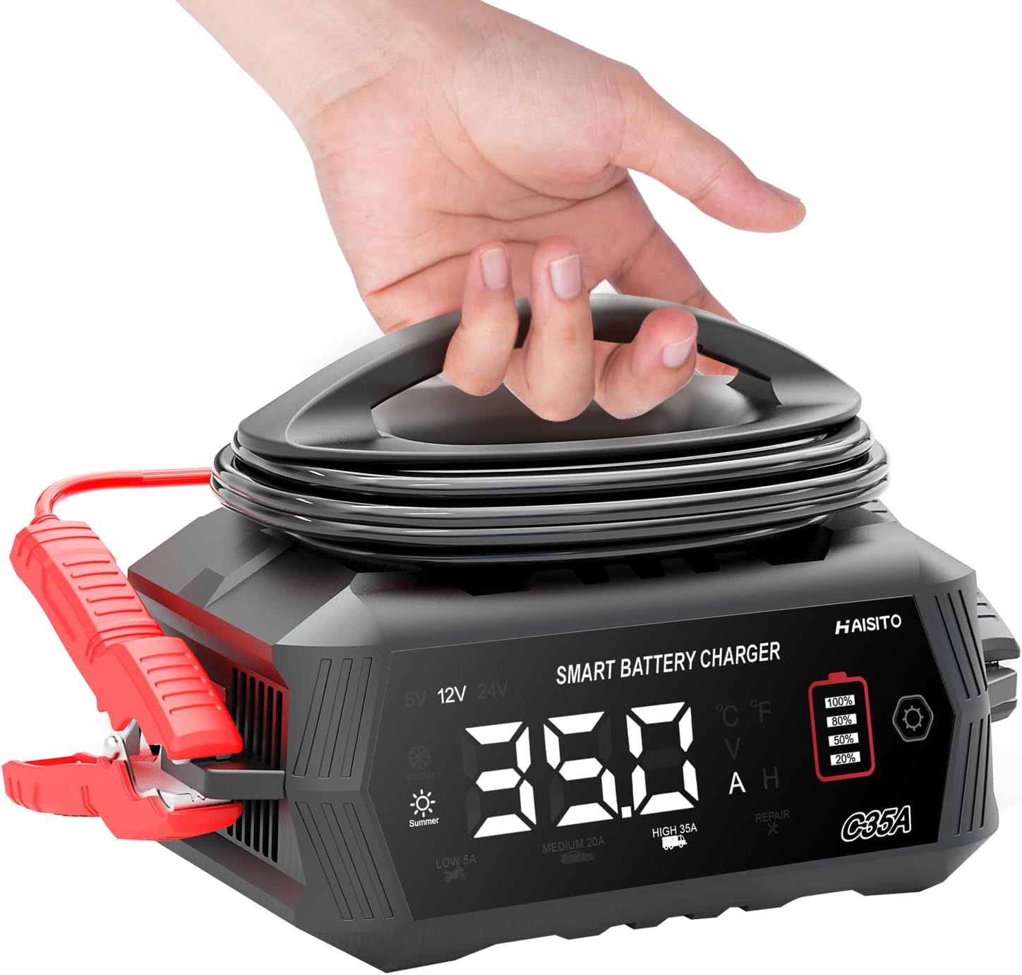 Amazon.com: 35 Amp Battery Charger, 6V/12V/24V Smart trickle Charger ...