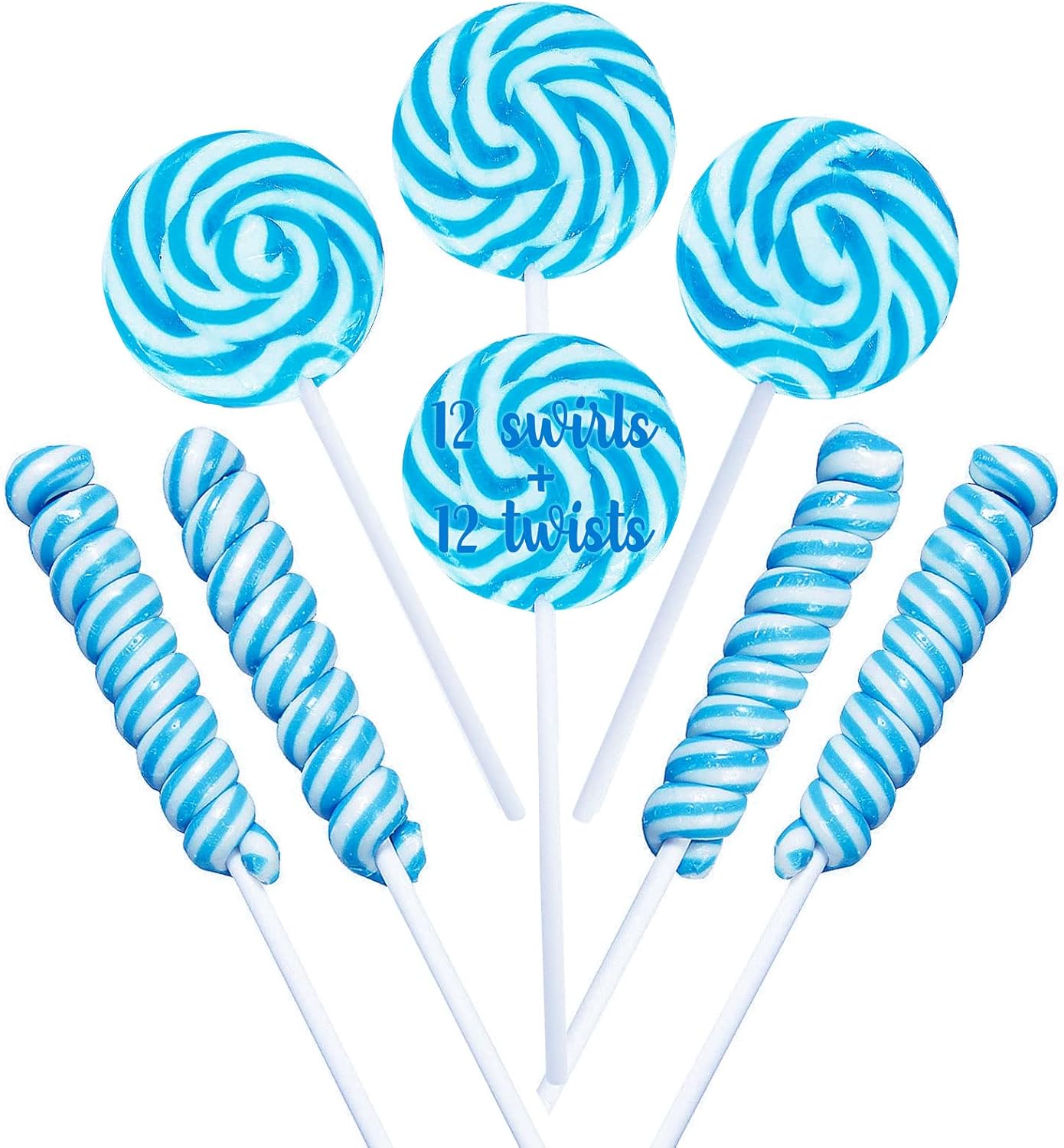Amazon.com: Blue Swirl And Twisty Lollipops - 24 Candy Suckers ...