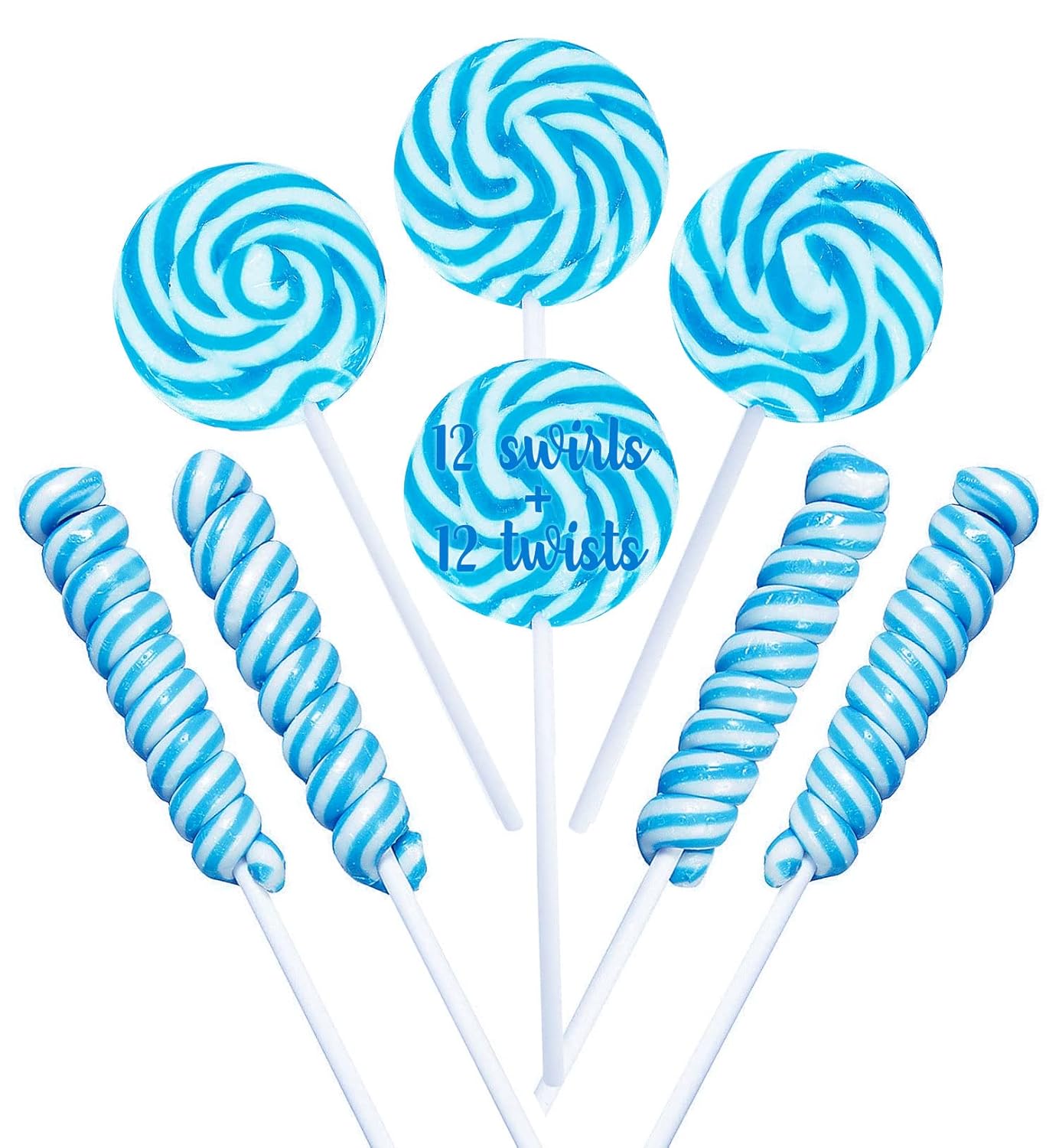 Amazon.com : Blue Candy - 18g Swirl and 12g Twisty Lollipops - 24 ...