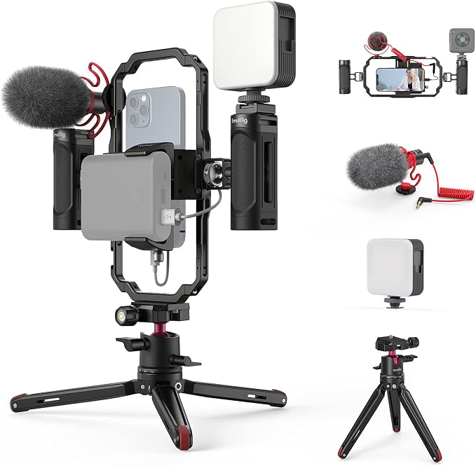 SMALLRIG Smartphone Video Rig mit Griff Videolicht Mikrofon und ...