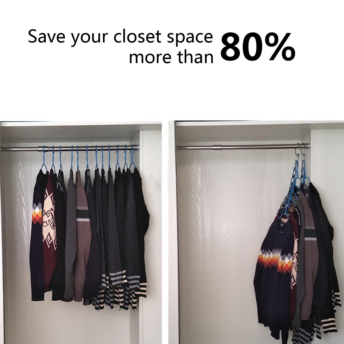 Multi Hangers Space Saving 100 Hangers Hooks Closet Organizer Space ...