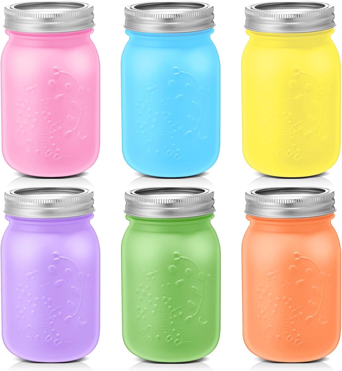 Amazon.com: Uiifan 6 Pcs 16oz Colored Mason Jars Decoration with Lids ...