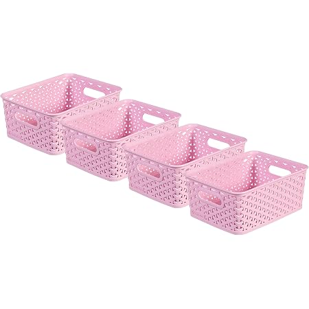 Curver My Style x4 Small Rectangular Storage Basket 4L - Pink : Amazon ...