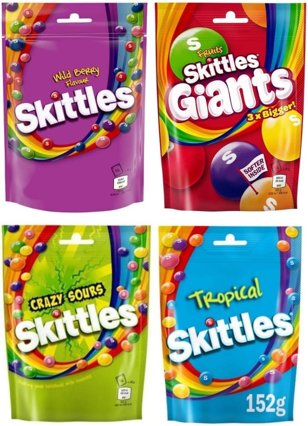 Assorted Sweet Skittles Fruit Flavoured Sharing Pouch - Skittles Wild ...