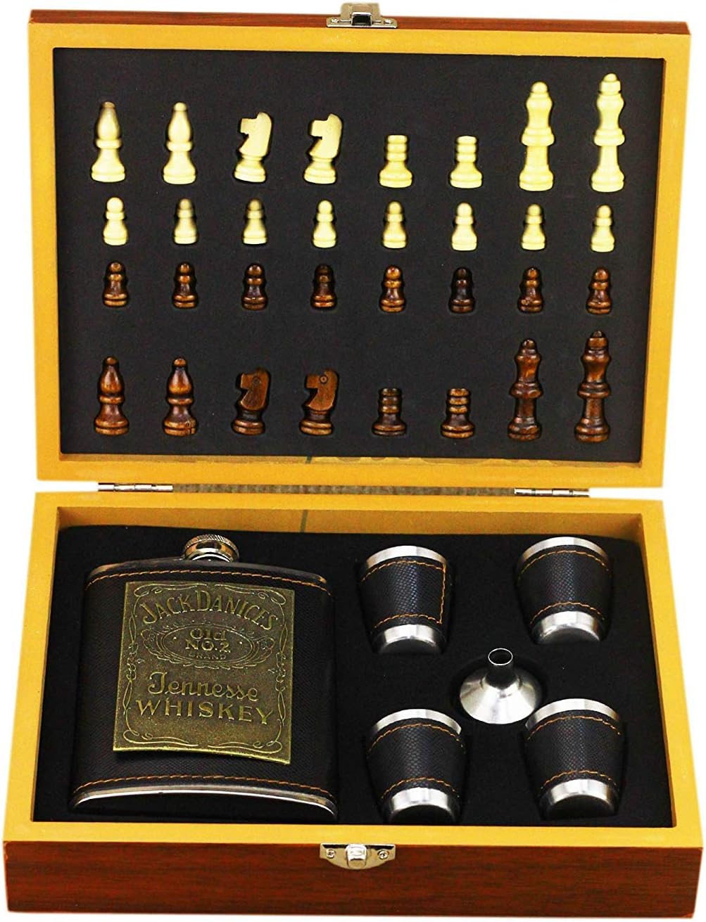 Amazon.com | Black Jack Denials wooden Chess Game Box with Stainless ...