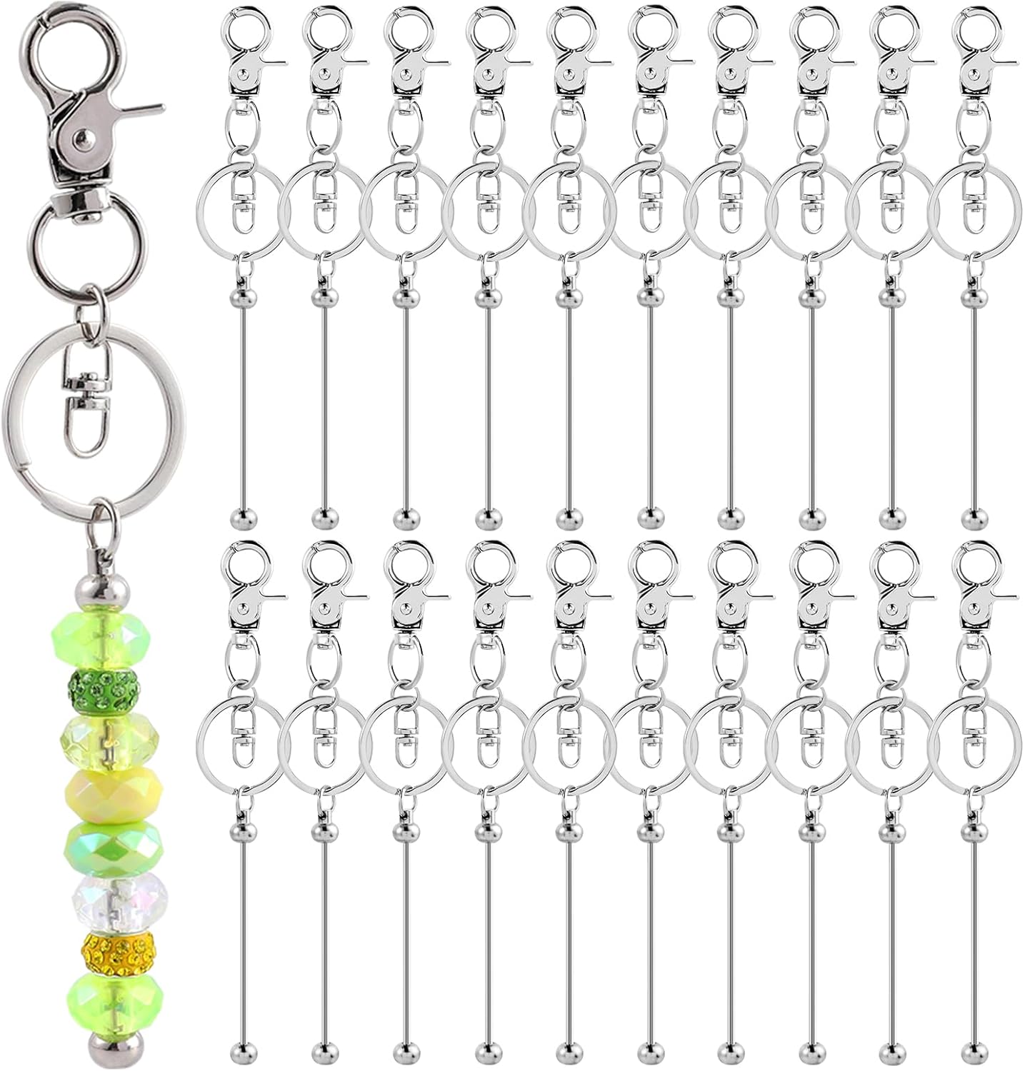 Amazon.com: DNLEGULI 20 Pieces Beadable Keychains Bars - DIY Silver ...