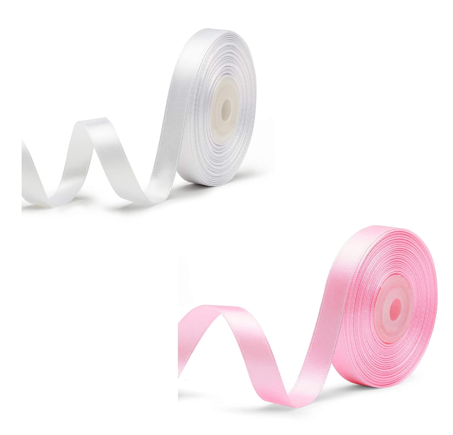 Pack of 2 (1.2cm X 18 Mtr) Satin Ribbon Roll for Happy Birthday Parties ...