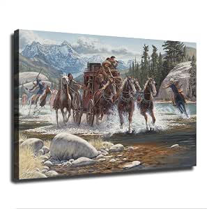 Amazon.com: JreaM Western Cowboy Stagecoach with Horse Poster and Wall ...