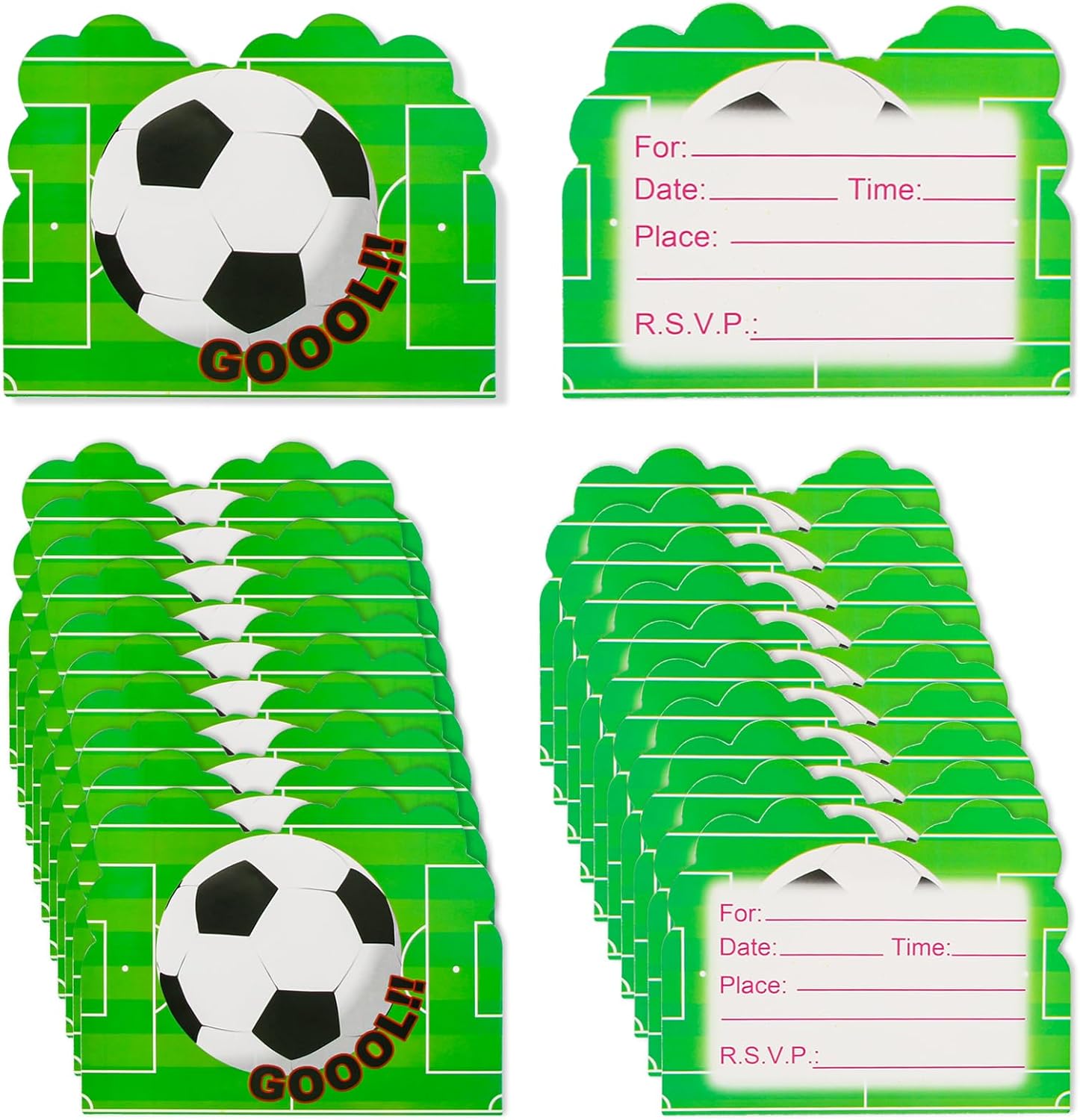 20Pcs Kids Party Invitations Football Themed Birthday Invites Unique ...