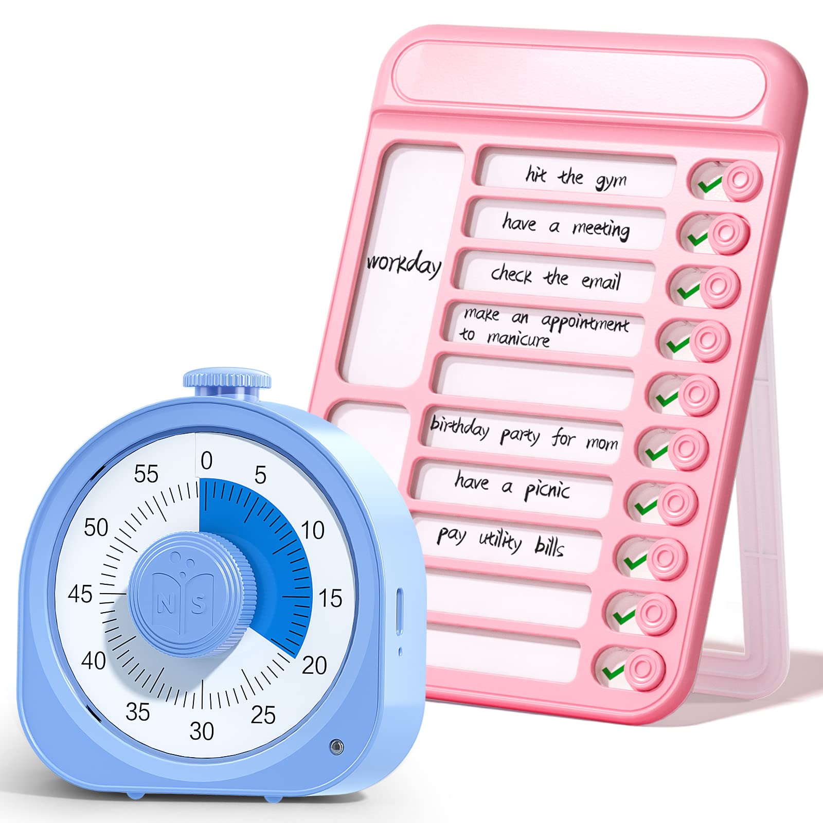 Buy ZZWS Chore Chart for Kids & Rechargeable Visual Timer, Planner ...