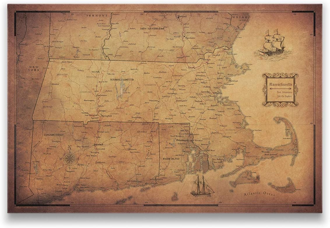 Amazon.com - Conquest Maps Push Pin Massachusetts Map Board - With Push ...