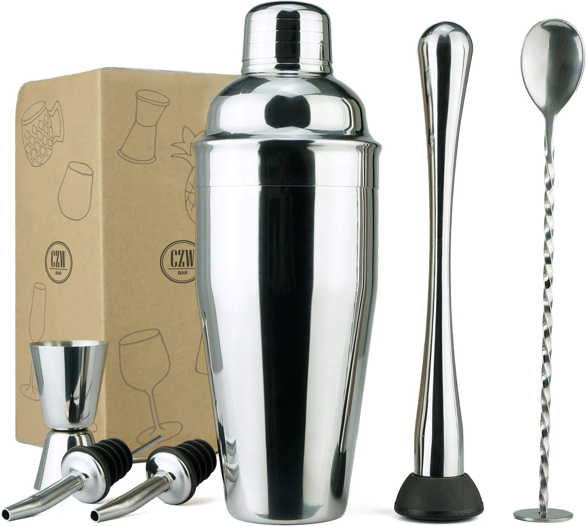 Amazon.com: 24 oz Cocktail Shaker Set Bartender Kit by Aozita ...