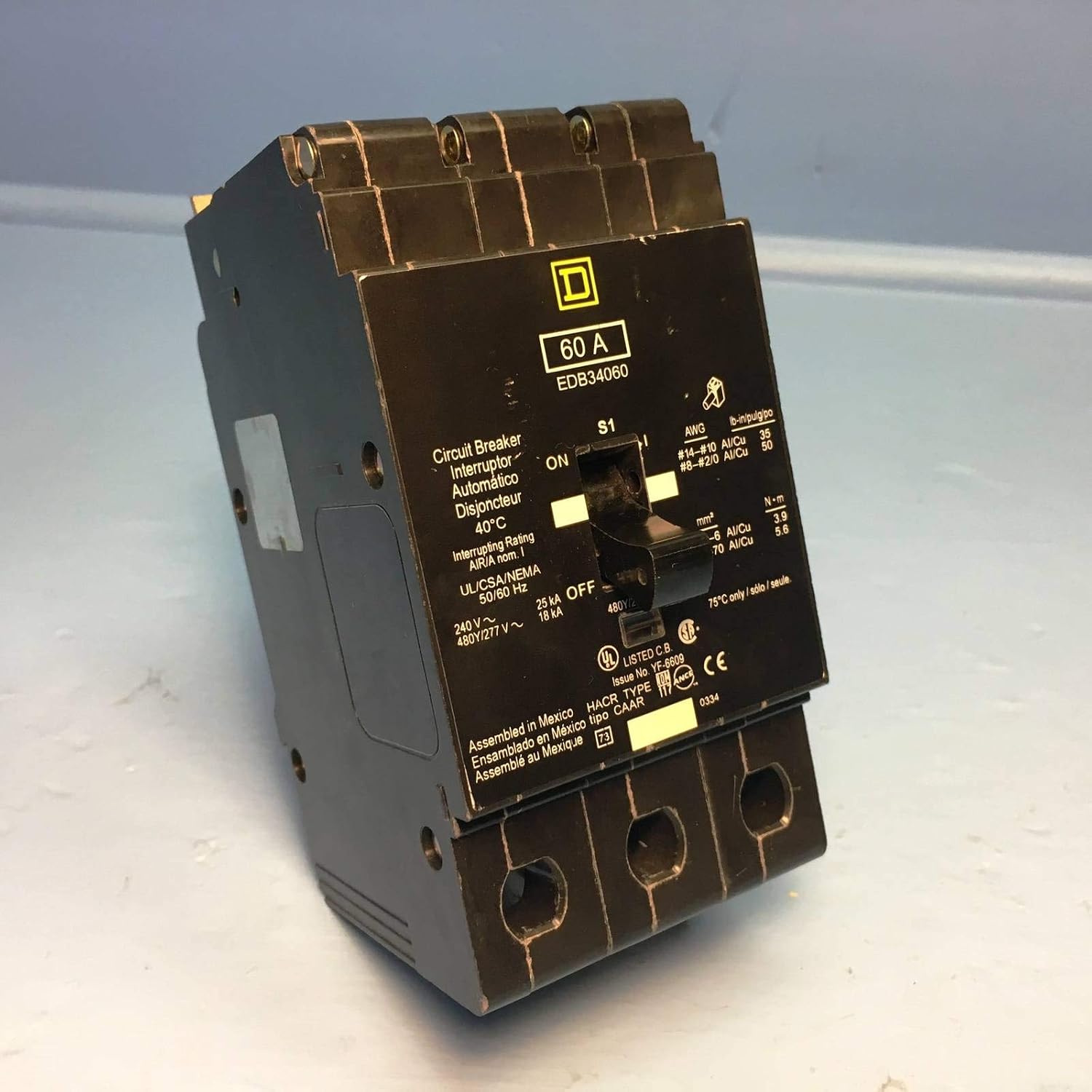 Bolt On Circuit Breaker 3P 60 Amp 277/480VAC/125/250VDC - Thermal ...