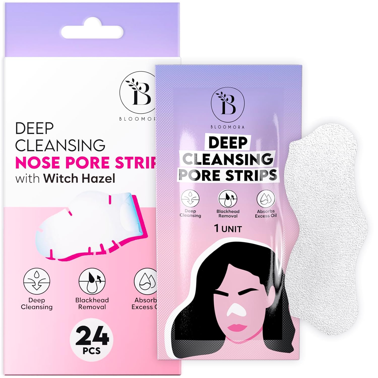 Amazon.com: BLOOMORA Nose Pore Strips, Nose Strips Blackhead Remover ...