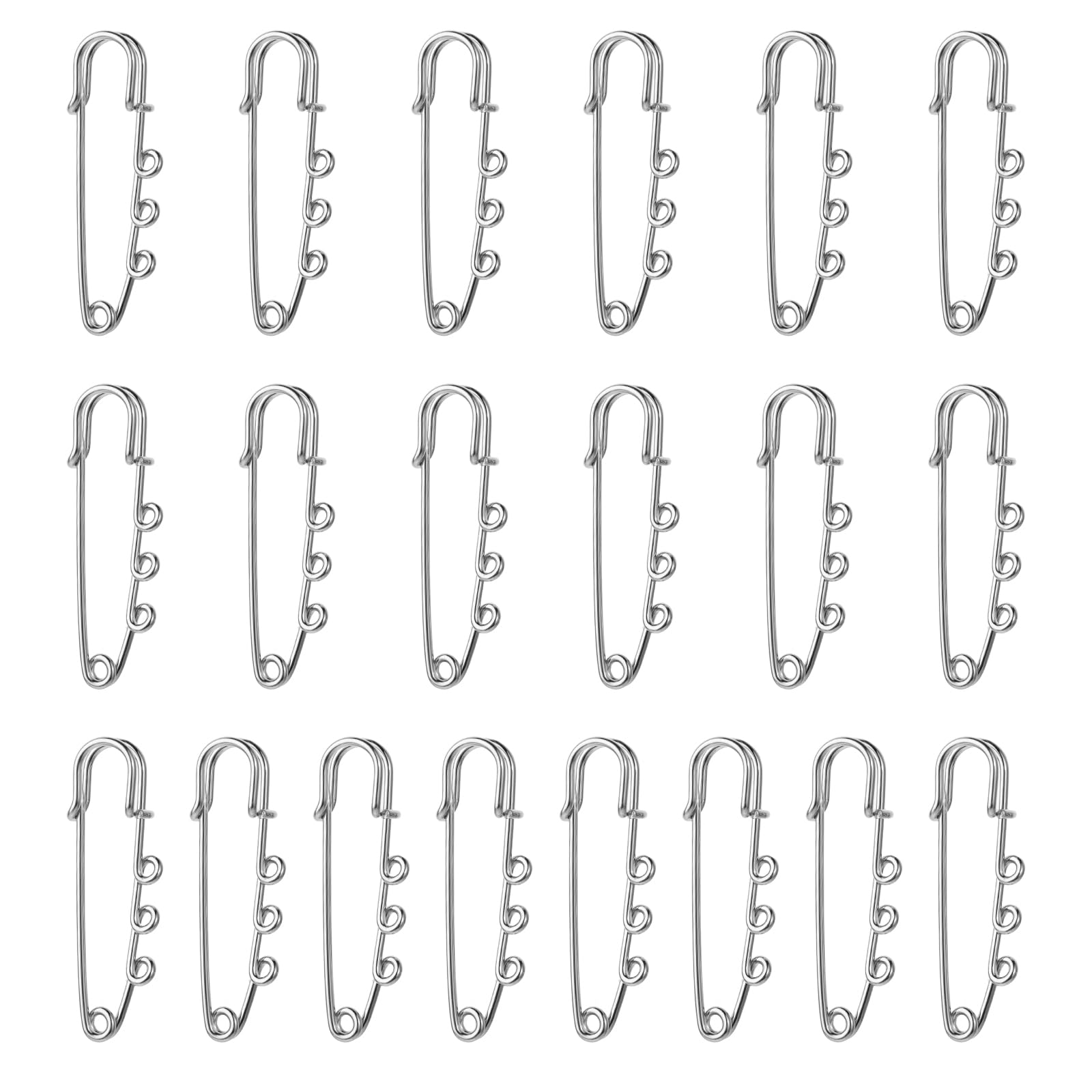 Amazon.com: 20 Pcs Heavy Duty Safety Pins with 3 Loops 2'' Metal Brooch ...