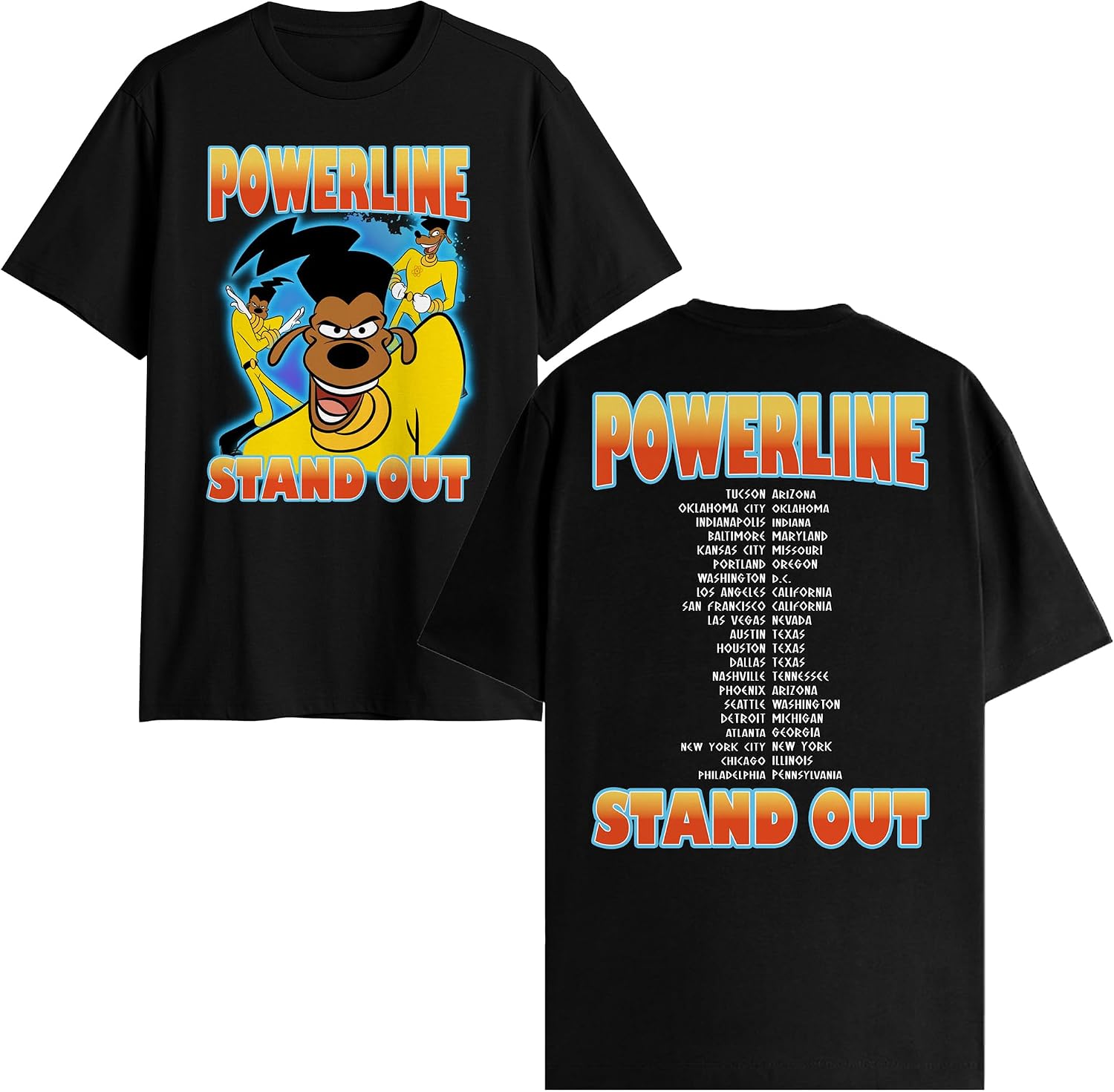 Amazon.com: Disney Goofy Movie Powerline Stand Out Concert Tour Mens T ...