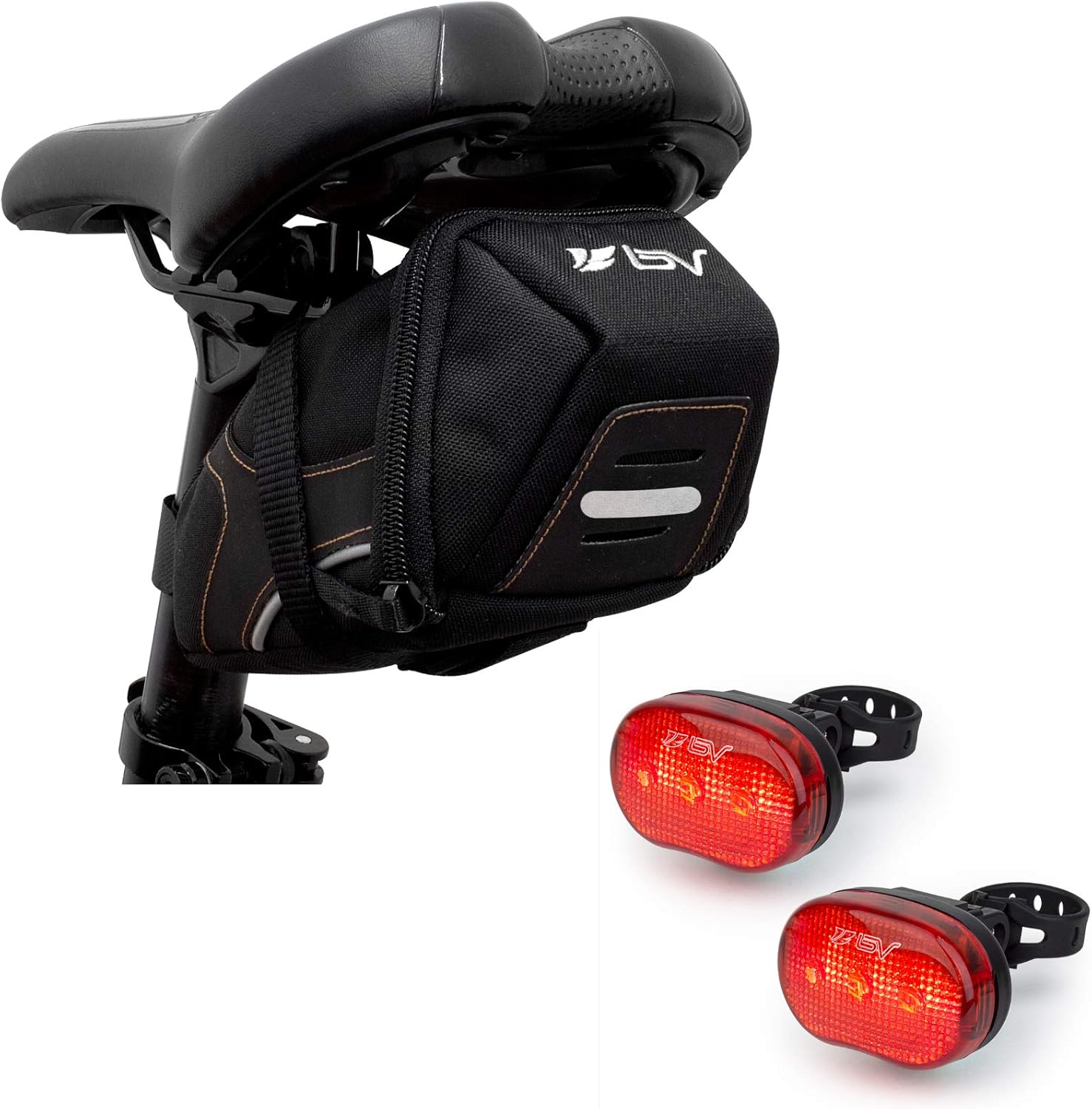 Amazon.com : BV Large Bike Seat Bag and Attachable Tail Light : Sports ...
