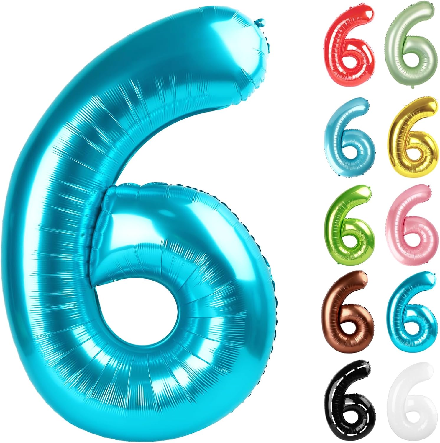 Amazon.com: Light Blue Number 6 Balloon 40 Inch, 6 Balloon Number, 6th ...