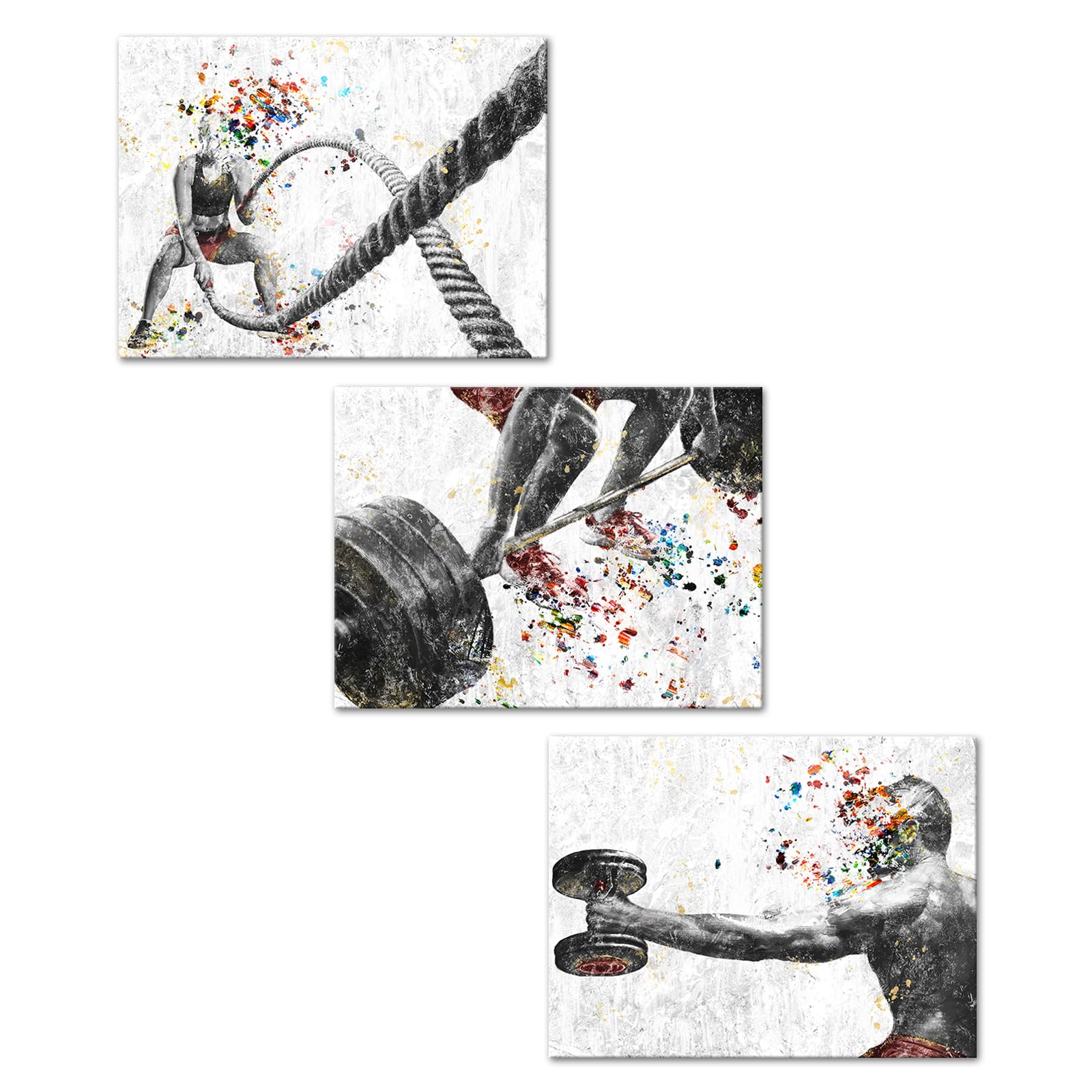 Amazon.com: KREATIVE ARTS 3 Pieces Fitness Gym Canvas Wall Art - 12"x16 ...