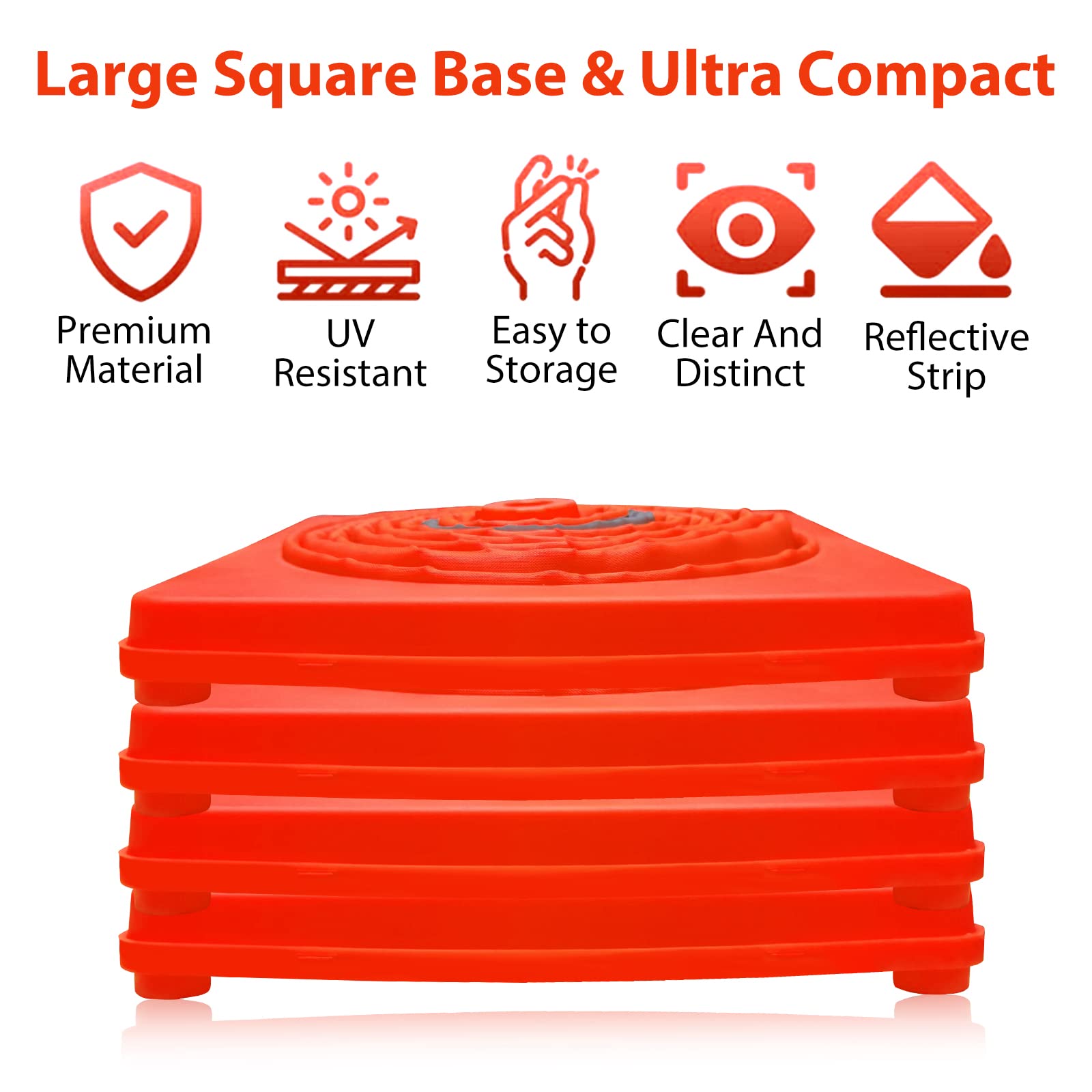 Snapklik.com : 4 Pack Collapsible Traffic Cones, 28 Inch Road Parking ...