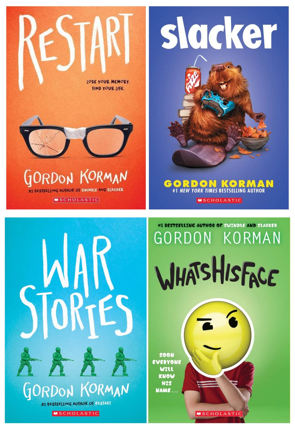 Gordon Korman Bestselling 4 Books Collection: Restart , Slacker, War ...