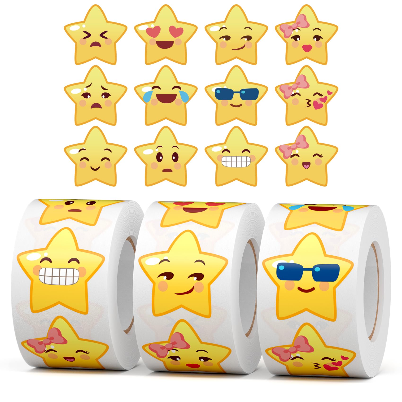 Amazon.com: Star Stickers with Emotion Expressions Labels 1' Small Star ...