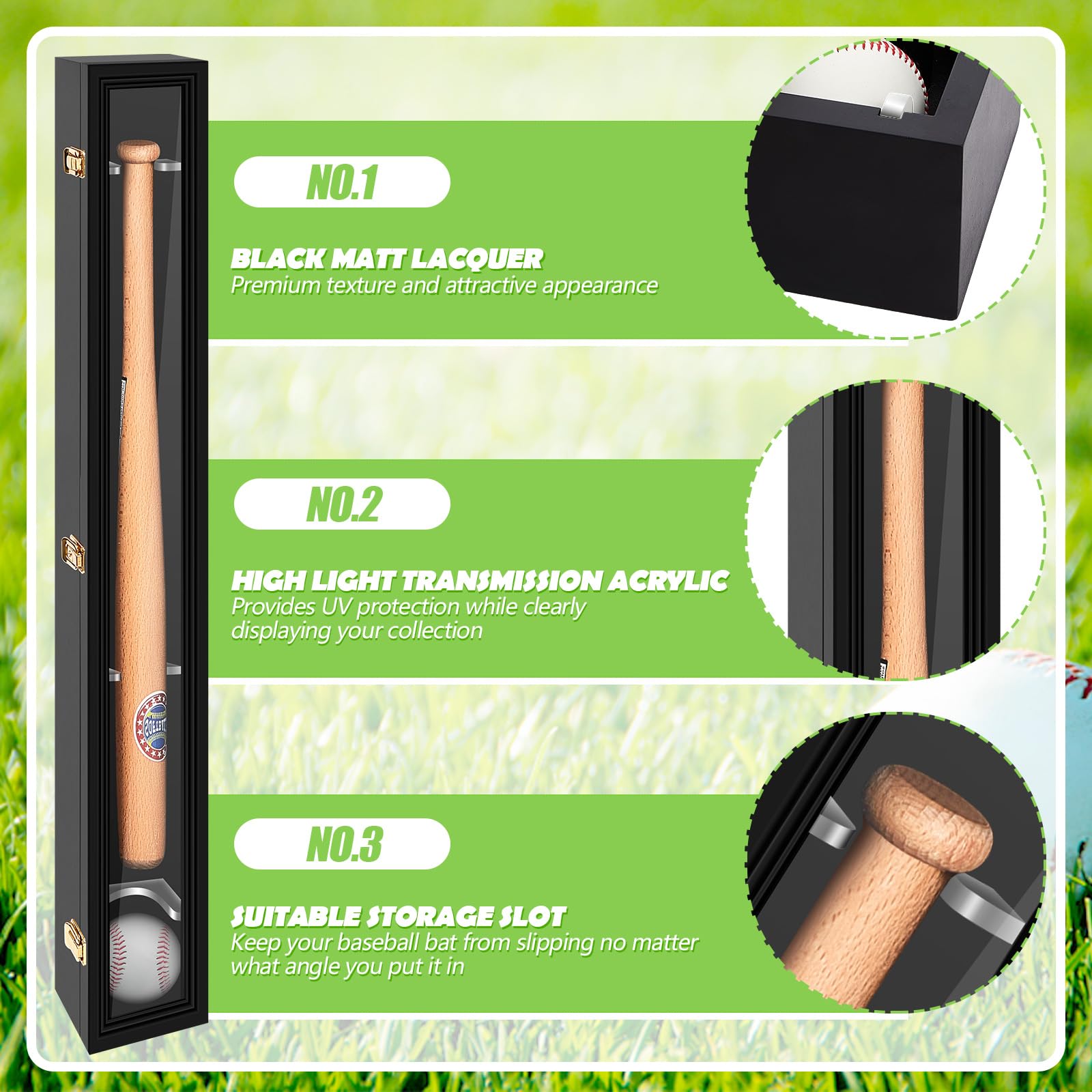 Baseball Bat Display Case with Wood Frame and Transparent Acrylic Door ...