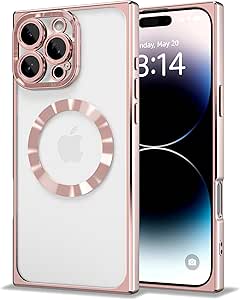 Amazon.com: IAIYOXI Rectangle Magnetic Clear Case for iPhone 15 Plus, [Compatible with MagSafe ...