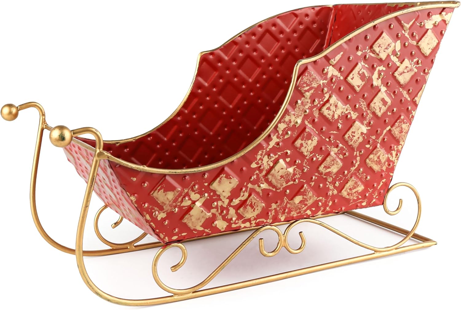 Amazon.com: PHILPETY Metal Christmas Sleigh Santa Sleigh Christmas ...