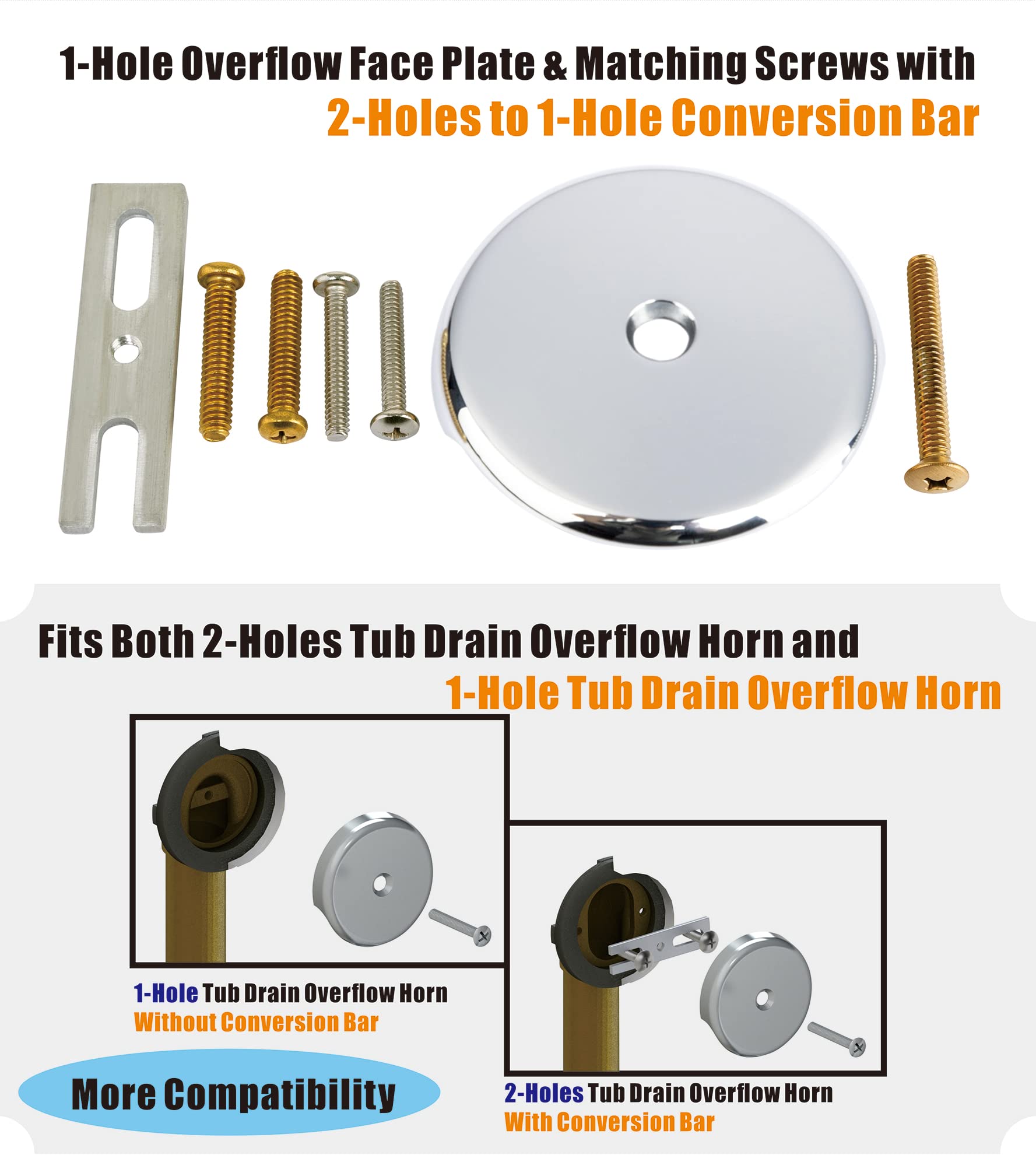 Snapklik.com : Artiwell Chrome Universal Bathtub Drain Conversion Kit ...